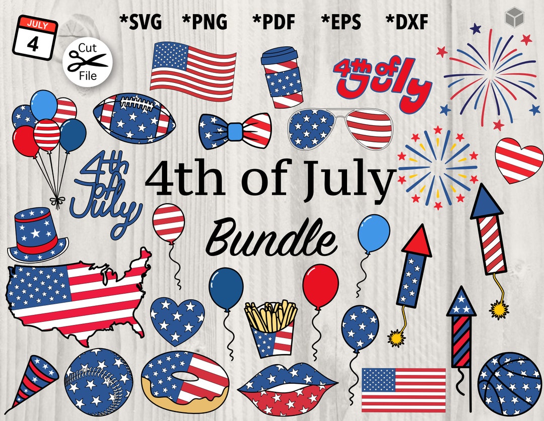 4th of July SVG Cut File Bundle, Dxf, Png, Eps, Pdf - Etsy