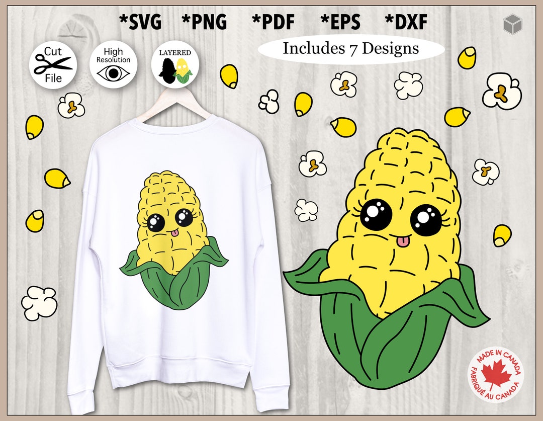 It's Corn! Cute Corn Drawing Bundle, Popcorn Cut File, Corn Kennel ...