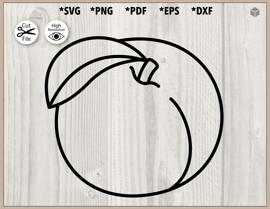 Peach Outline Svg, Png, Pdf, Dxf, Eps - Etsy