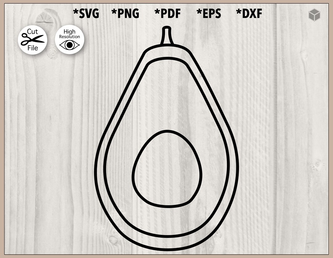 Avocado Outline Svg, Png, Pdf, Dxf, Eps - Etsy