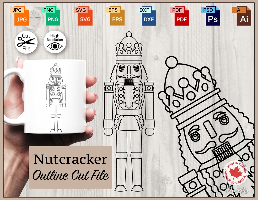Nutcracker Outline Vector Design Svg, Png, Pdf, Dxf, Eps for Cutting ...