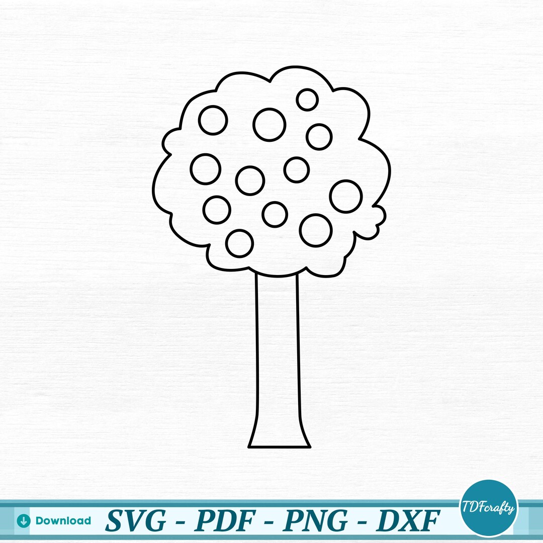 Apple Tree Outline SVG Cut File - Fruit Clipart PNG - Food Silhouette ...