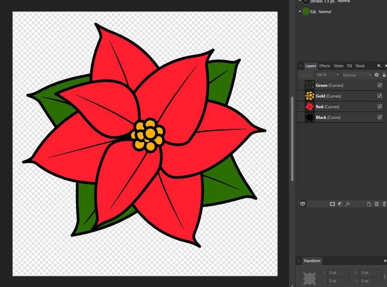 Festive Poinsettia Cut File, Christmas Flower (svg, Png, Pdf, Eps, Dxf ...