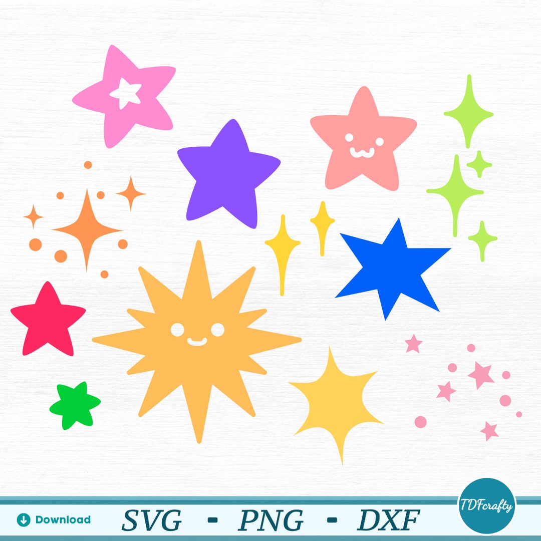 Cartoon Stars Pack Silhouette Cut File Svg, Png, Pdf, Dxf, Eps for ...