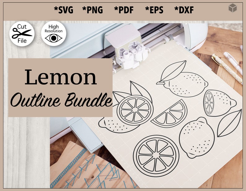Lemon Outline SVG Bundle, Citrus Vector Graphics (7 Designs) - Etsy