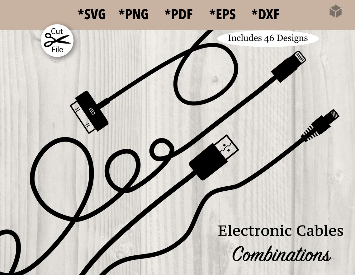 Electronic Cables Silhouettes Bundle Svg Png Pdf Dxf Eps - Etsy