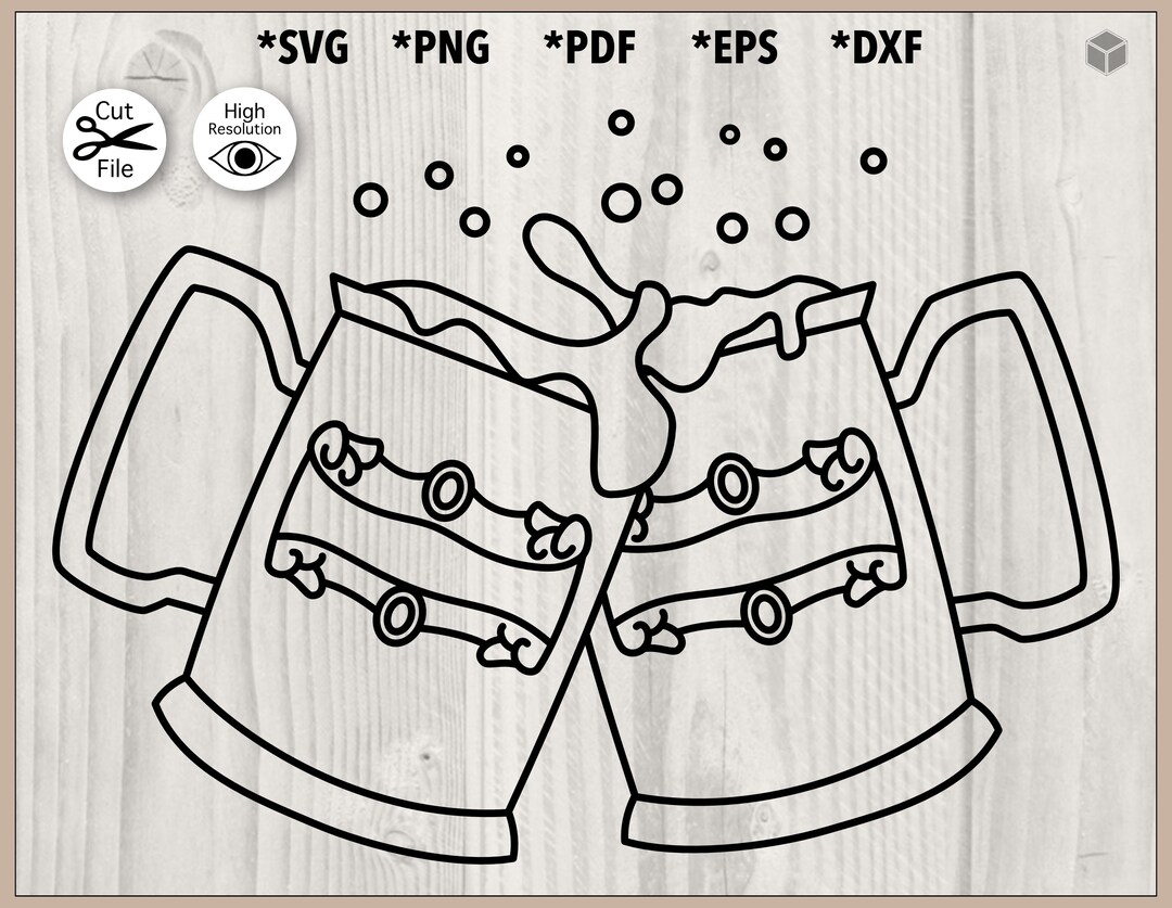 Oktoberfest Beer Outline SVG Cut File, Png, Pdf, Dxf, Eps - Etsy