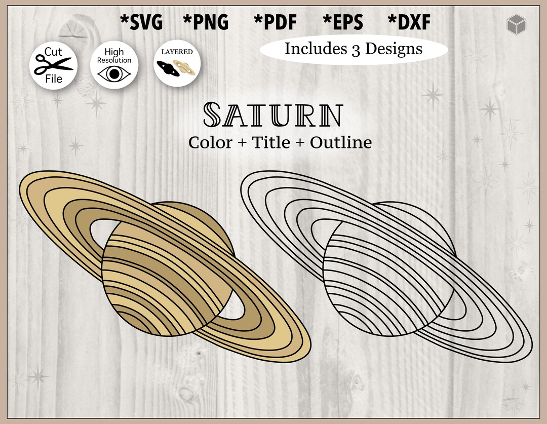 Saturn Color and Outline Set SVG Layered by Color Graphic Vector Design ...