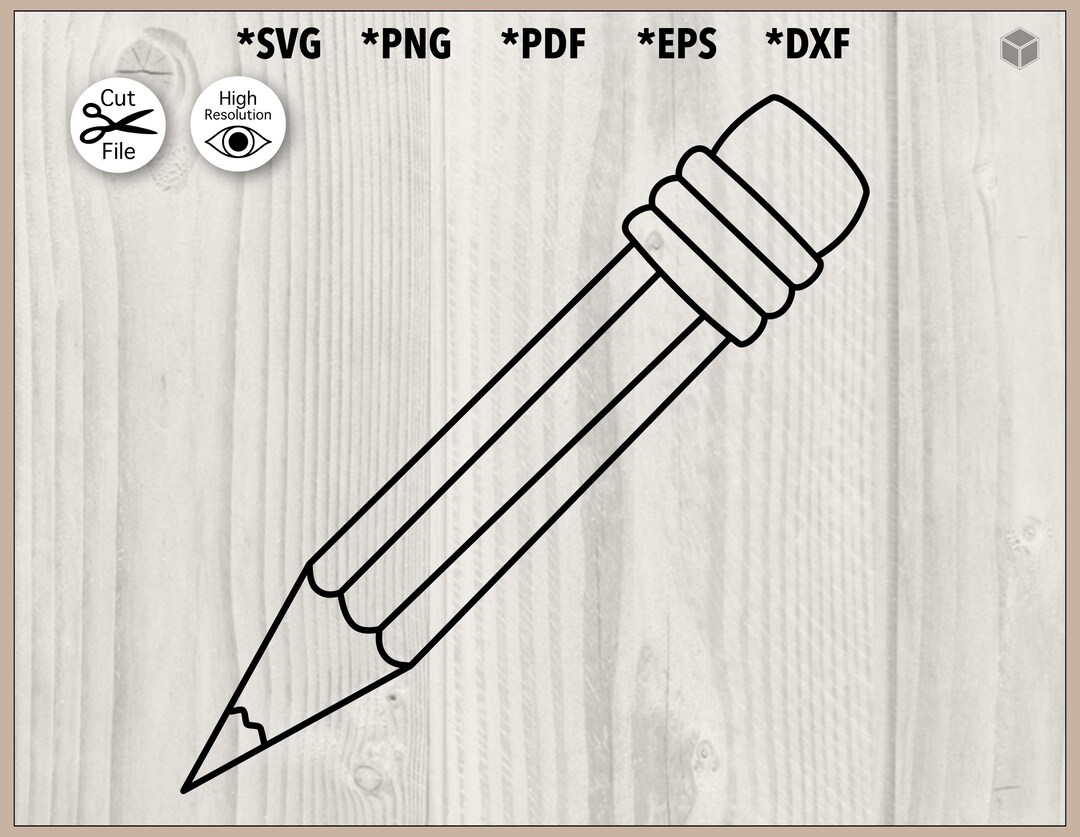 Small Pencil Outline Svg, Png, Pdf, Dxf, Eps - Etsy UK