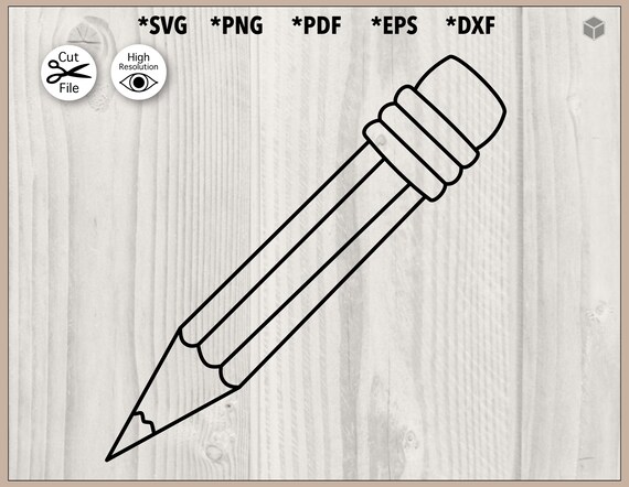 Small Pencil Outline Svg Png Pdf Dxf Eps - Etsy India