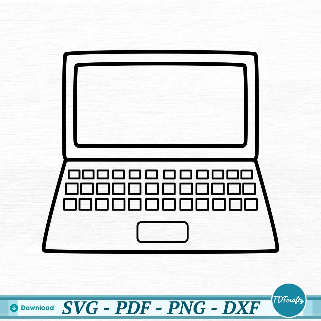 Laptop Outline SVG File, Back to School Clipart, Student DXF Craft File ...