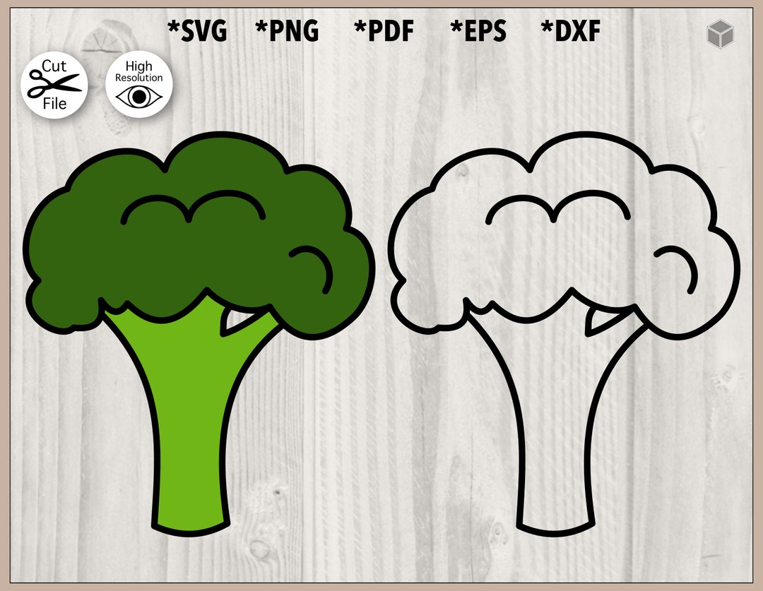 Broccoli Color and Outline, Cauliflower Graphic Design, Cabbage ...