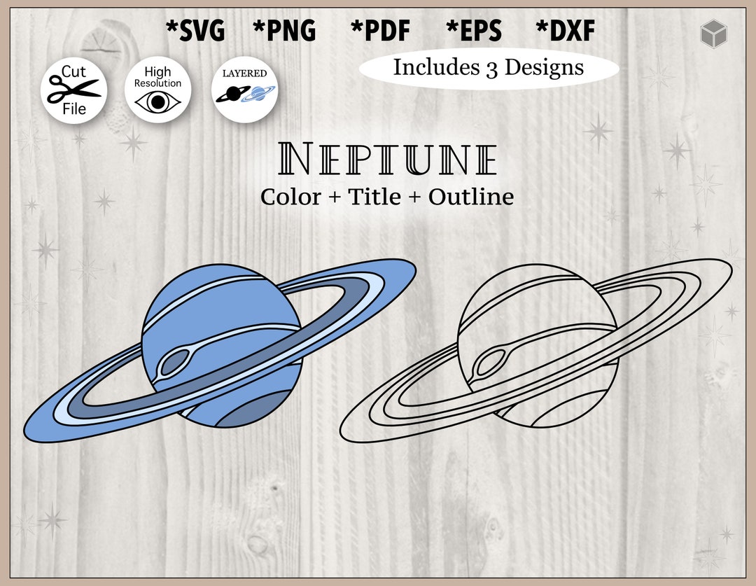Neptune SVG Cut File and Outline, Dxf, Pdf, Png, Eps - Etsy