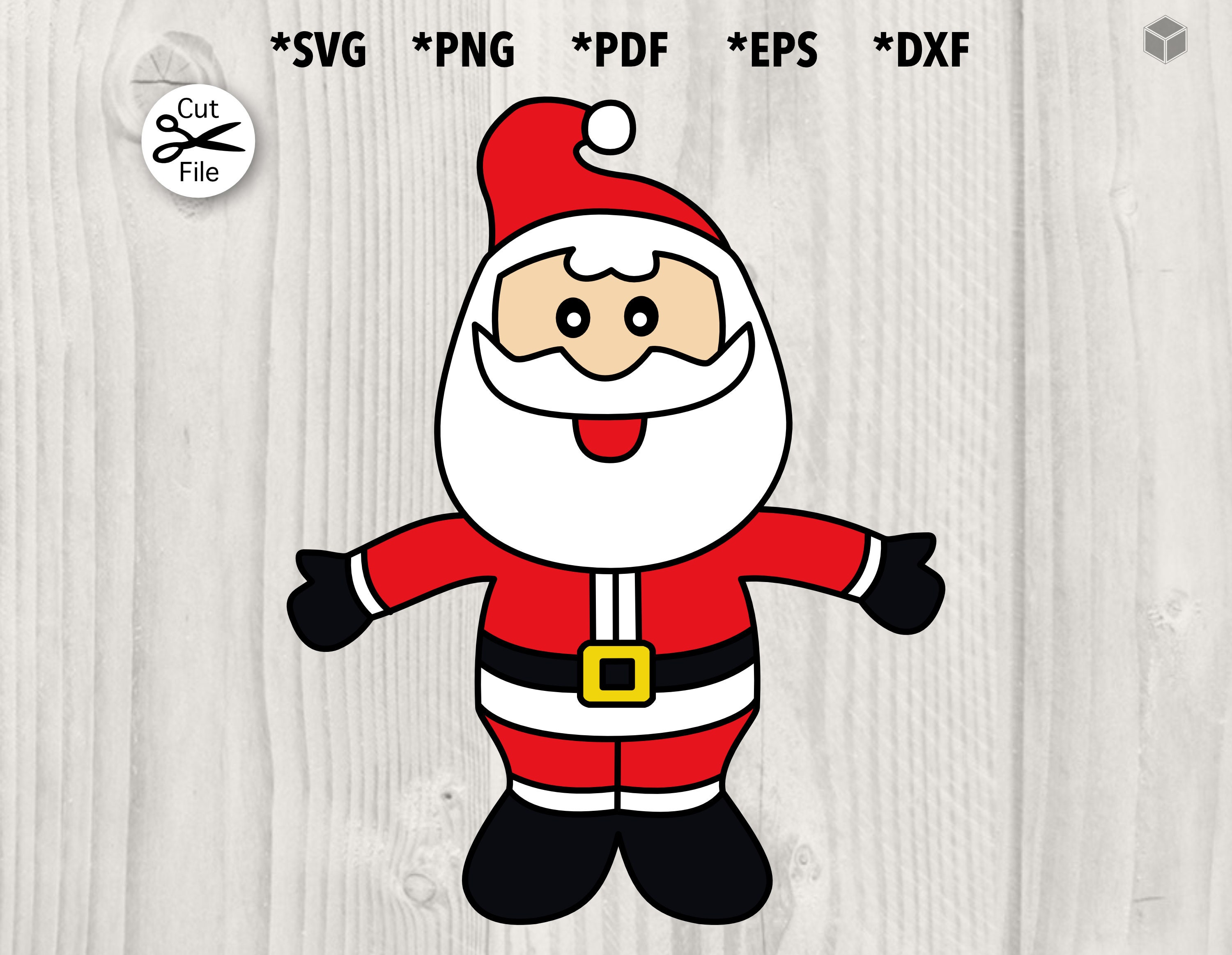 Santa Claus Cut File Svg, Png, Pdf, Dxf, Eps for Cutting Machine - Etsy ...