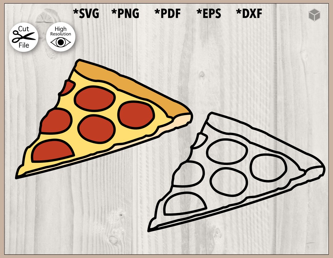 Pizza Slice Color and Outline Cut File Svg, Png, Pdf, Dxf, Eps Vector ...