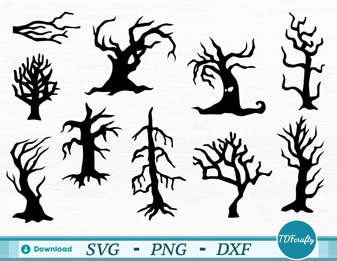 Halloween Spooky Trees Cut File Designs for Stencil Decal and Print Svg ...