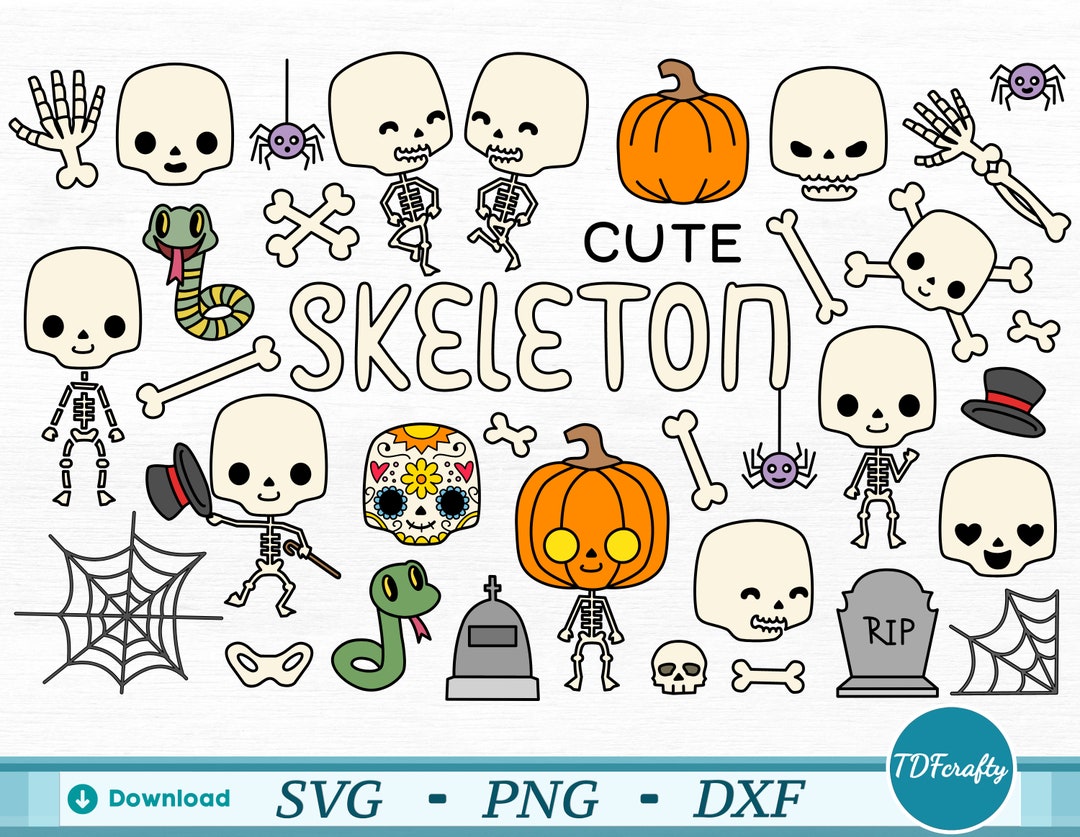 Chibi Skeleton Halloween Bundle Svg, Png, Dxf Cut Files - Etsy