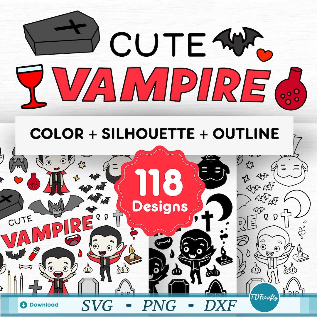 Cute Vampire Clipart Bundle, Halloween SVG, PNG, DXF (118 Designs) - Etsy