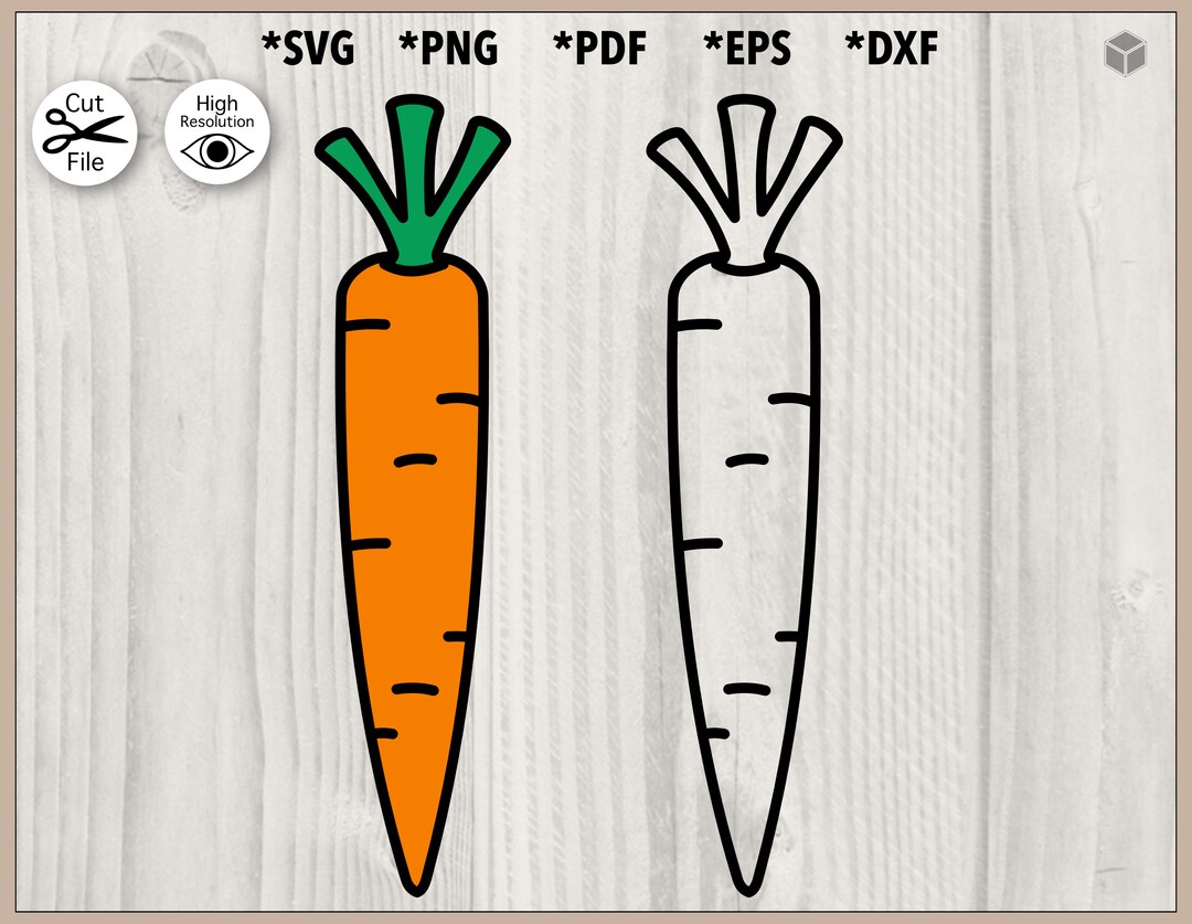 Carrot Color and Outline for Print, Root Vegetable Cut File, Orange ...
