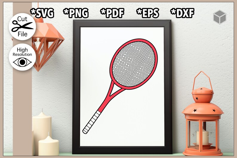 Red Tennis Racket Svg Png Pdf Dxf Eps - Etsy