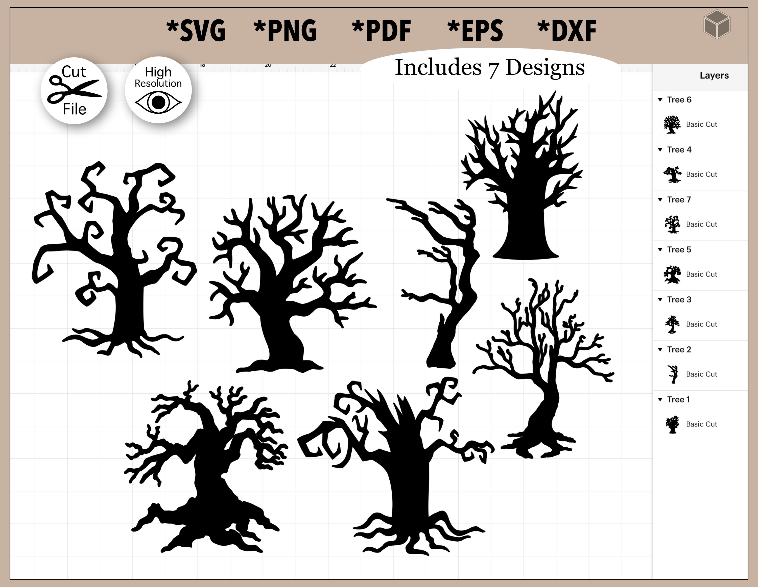 Spooky Trees Bundle Svg Png Pdf Dxf Eps Autumn Clipart - Etsy Canada