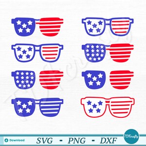 Patriotic Sunglasses With American Flag Design SVG, PNG, DXF for 4th of ...