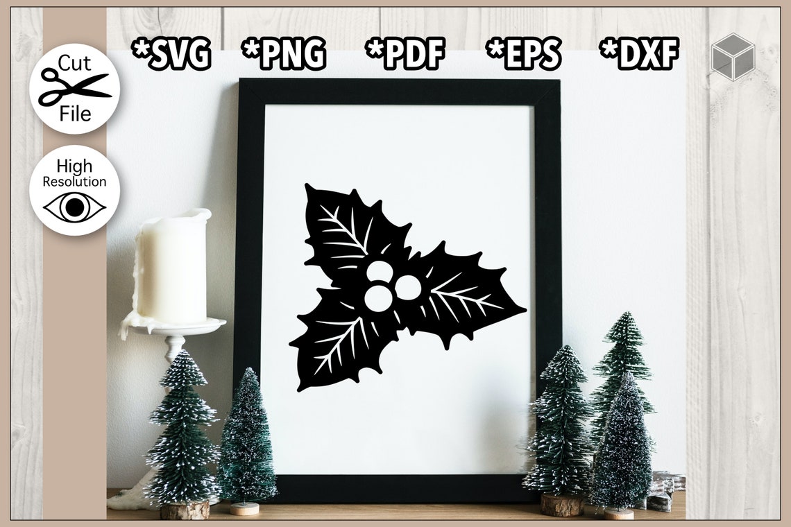 Holly Silhouette Winter Berry Design Christmas Flower - Etsy