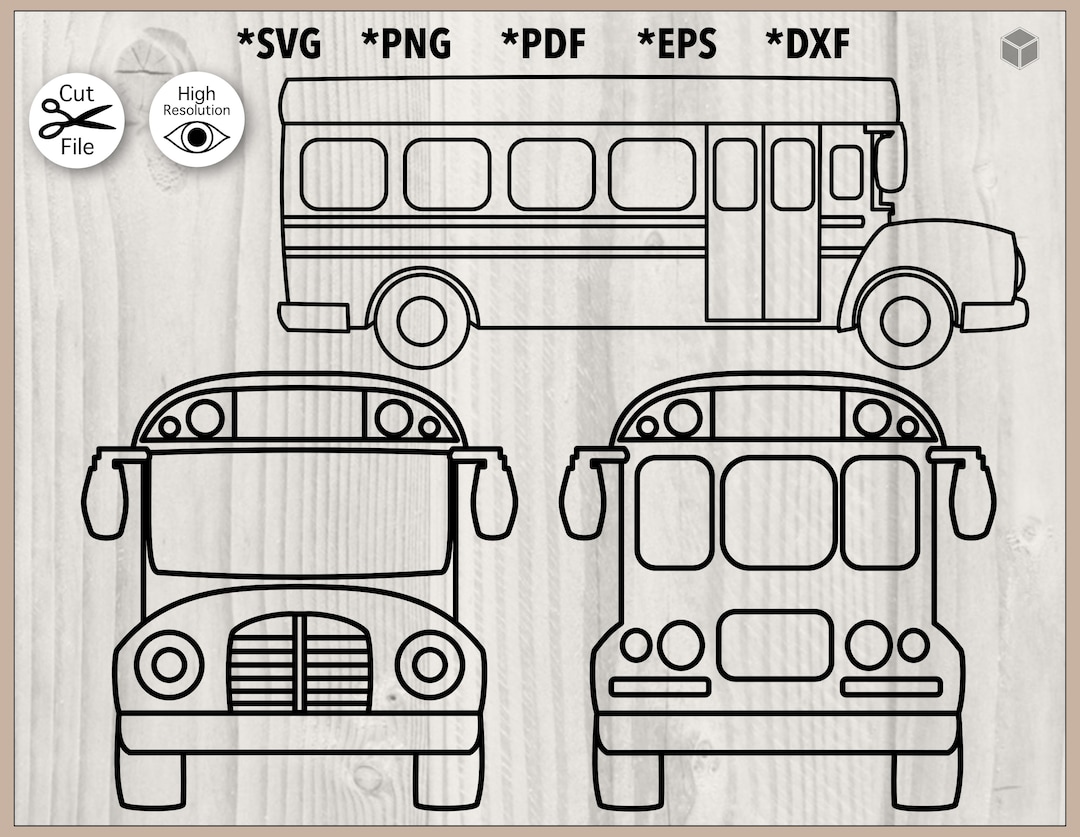 School Bus Vector Outline, Academic Transport Clipart, Student Vehicle ...