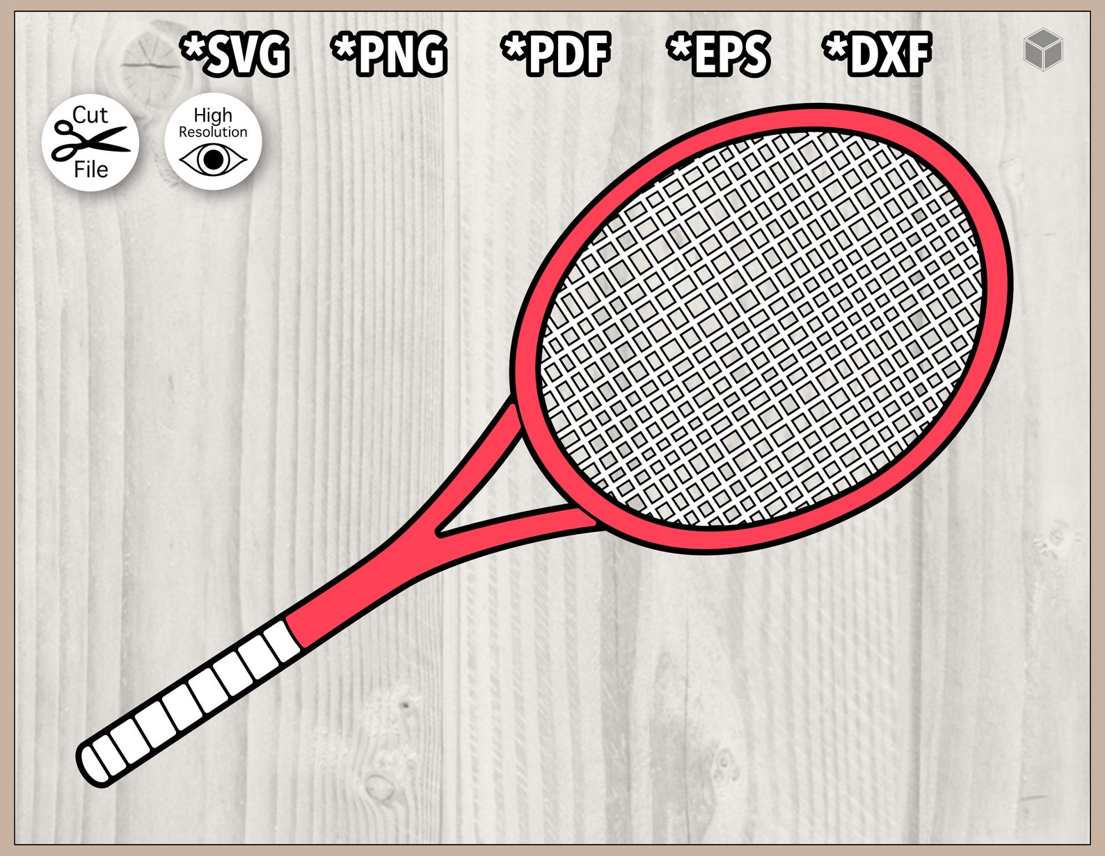 Red Tennis Racket Svg Png Pdf Dxf Eps - Etsy