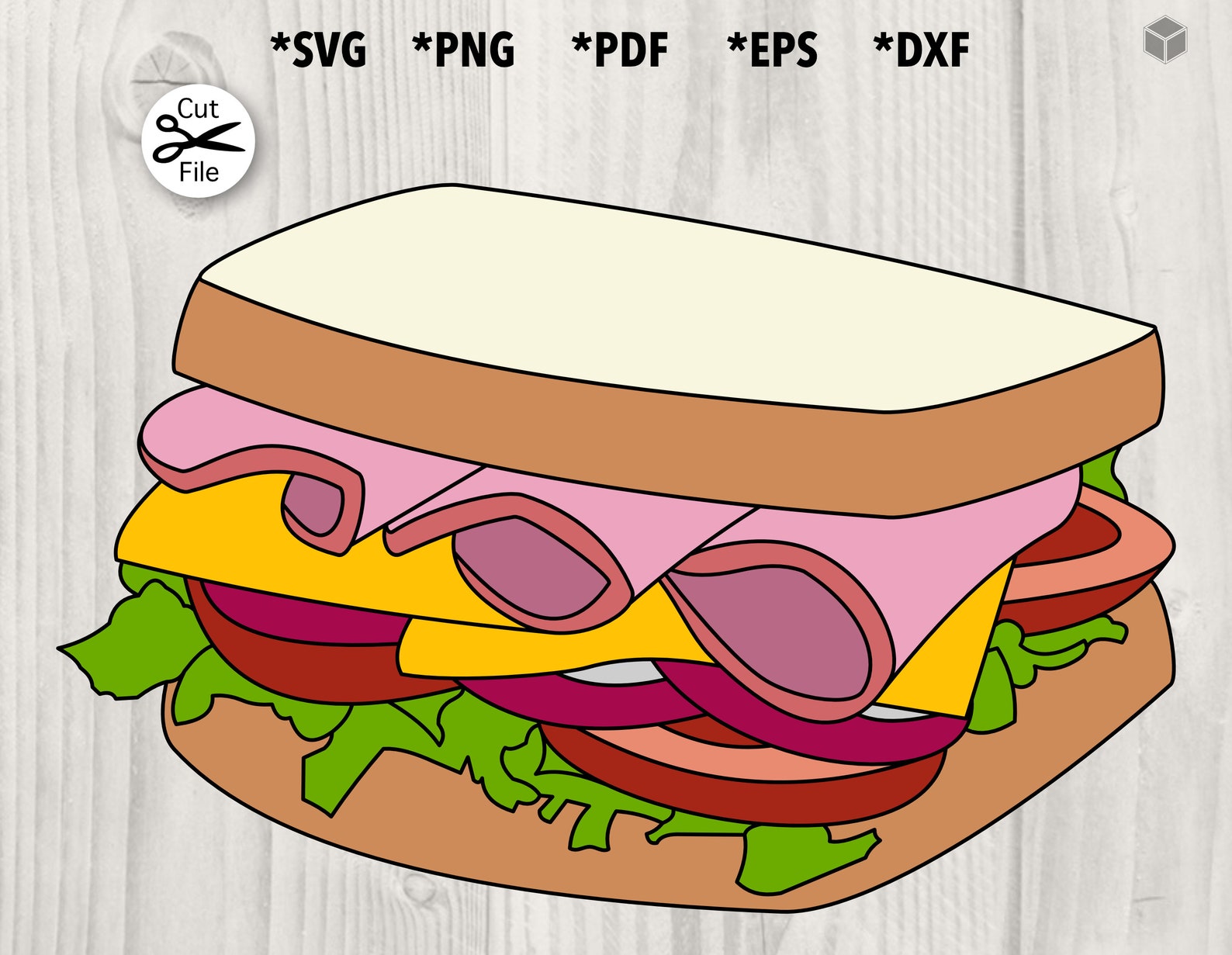Sandwich Cut File Svg Png Pdf Dxf Eps for Cutting Machine - Etsy