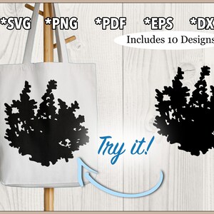 Bushes Silhouette SVG Bundle, Shrubs Shapes Decal Design Set, Forest ...