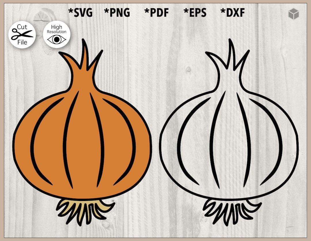 Onion Color and Outline Cut File Svg, Png, Pdf, Dxf, Eps for Cutting ...