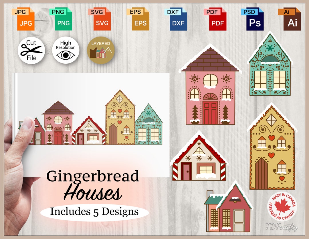 Gingerbread Houses SVG Bundle, Festive Cookies PNG (digital Files) - Etsy