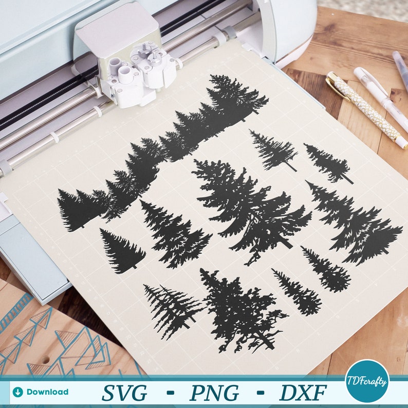 Forest Tree Silhouette Bundle, Laser Cut Files (svg, Png, Pdf, Dxf, Eps ...