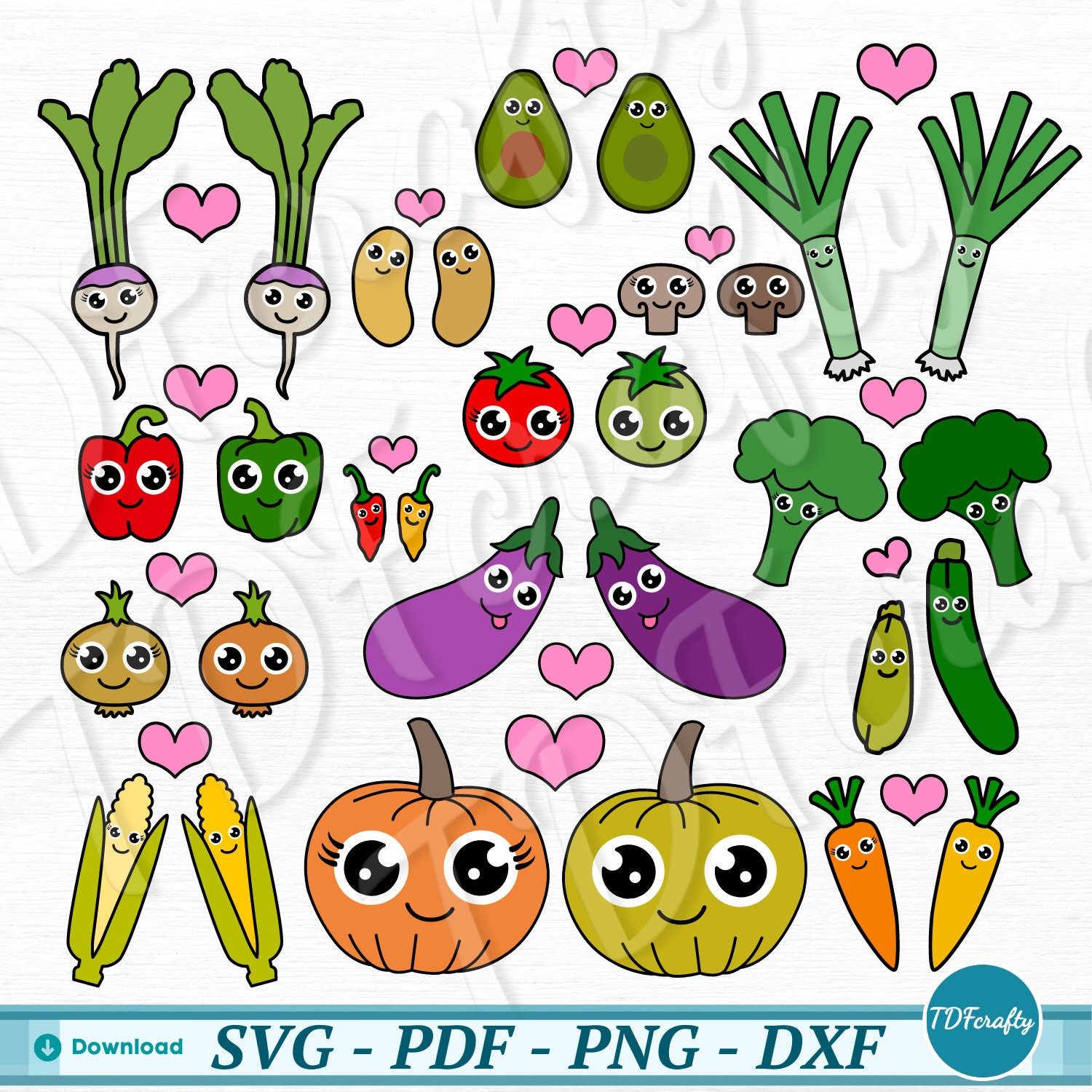 Cartoon Vegetable Couples Bundle, Vector Veggie Design, Cute Layered by ...