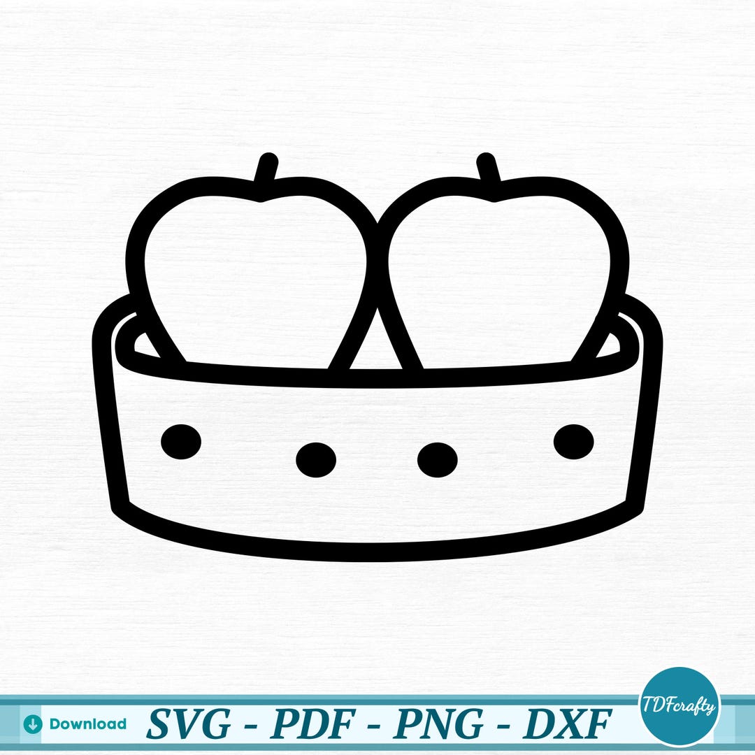 Apple Basket Outline SVG Cut File - Fruit Clipart Food Silhouette ...