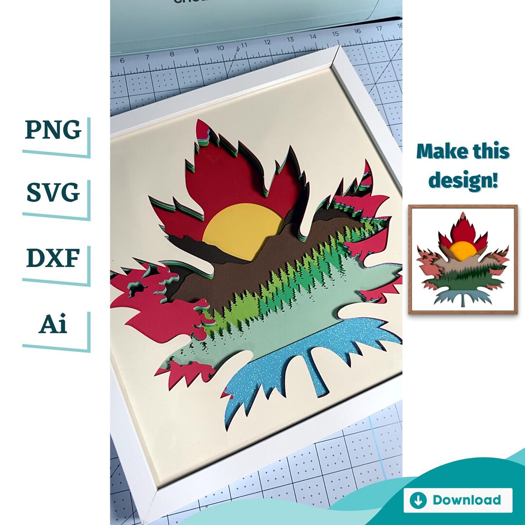 Maple Leaf Cut File - Nature Scene Template - Etsy