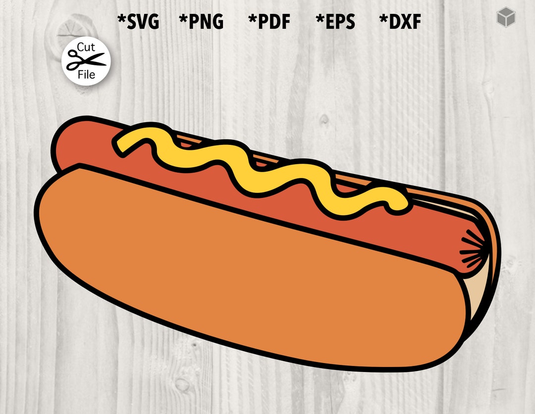 Hot Dog Cut File Svg, Png, Pdf, Dxf, Eps - Etsy