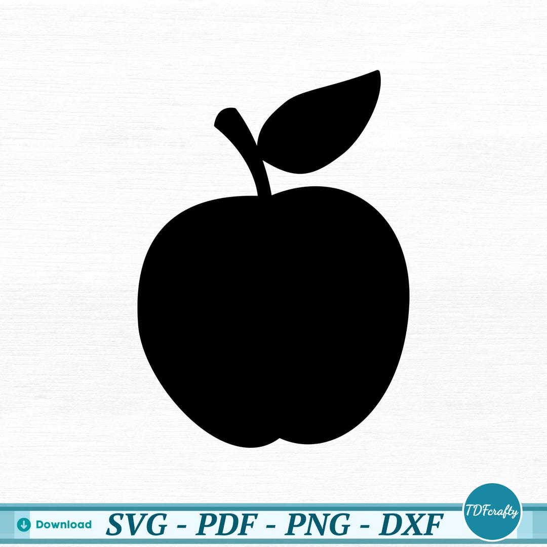 Apple Silhouette Cut File Fruit Clipart PNG DXF PDF for Sublimation ...