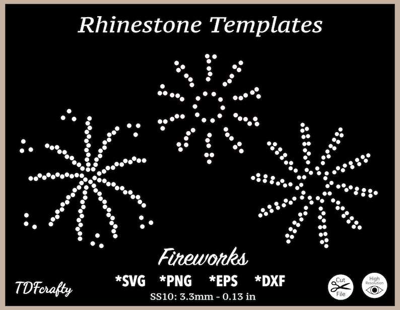 3 Fireworks Rhinestone Template Digital Download Svg, Png, Dxf, Eps - Etsy