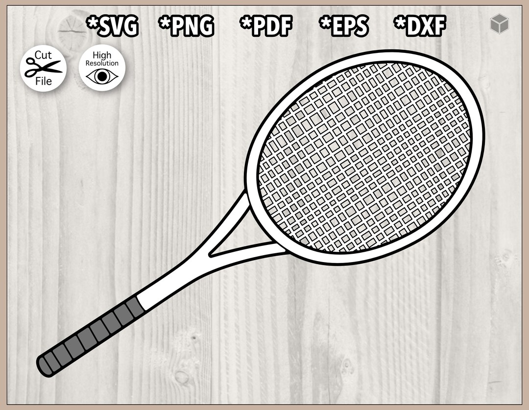 White Tennis Racket Svg, Png, Pdf, Dxf, Eps - Etsy
