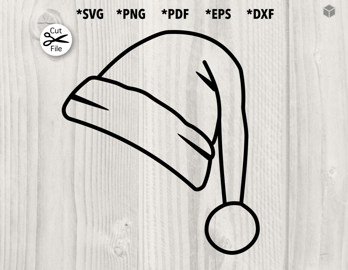 Santa Hat Outline Festive Cap Cut File Holiday Chapeau - Etsy