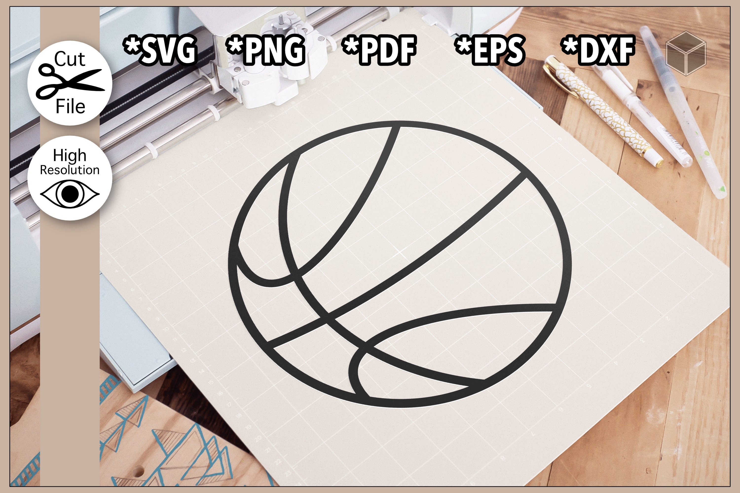 Basketball Ball Outline Svg Png Pdf Dxf Eps - Etsy UK