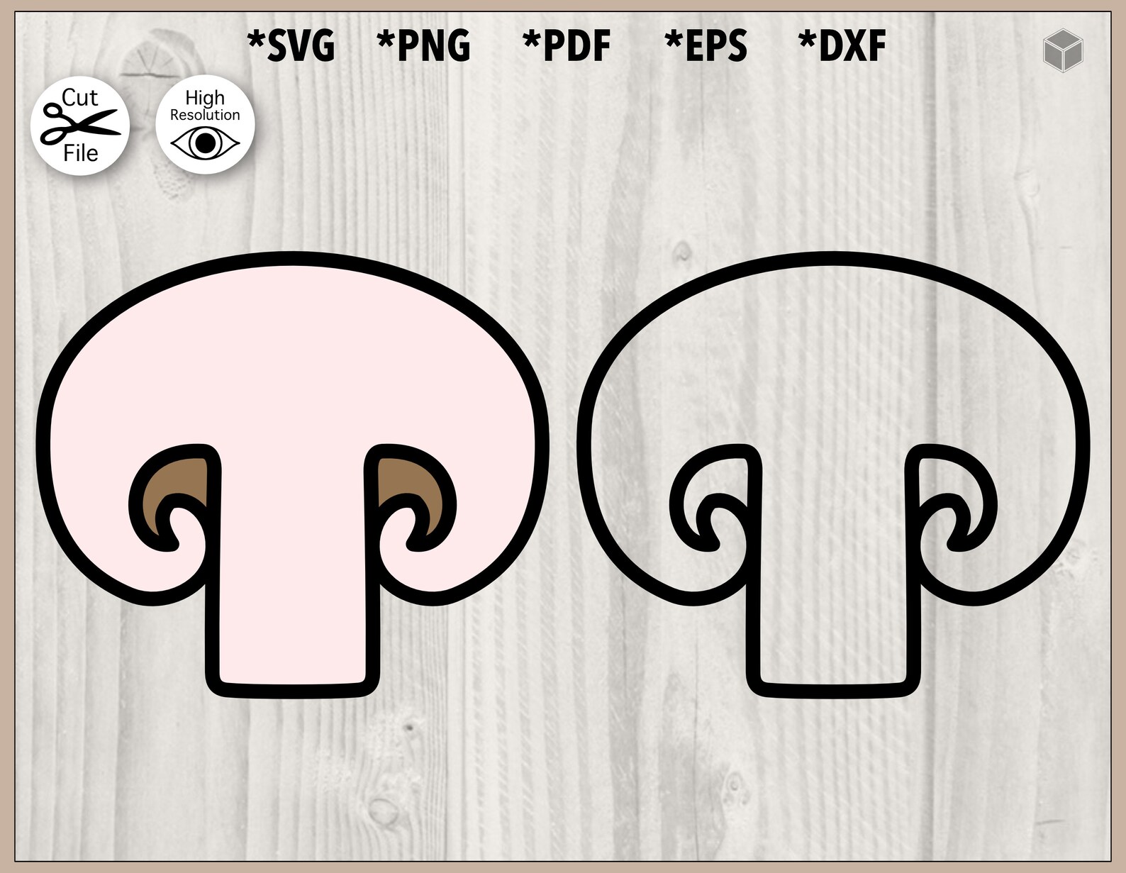 Mushroom Color and Outline Cut File Svg Png Pdf Dxf Eps - Etsy