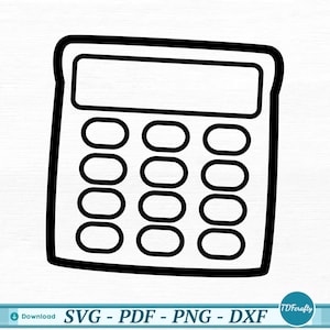 Calculator Outline SVG File, Back to School Clipart, Student DXF Craft ...