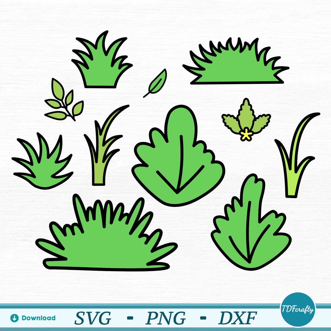 Cartoon Bushes and Leaves Color Cut File Svg, Png, Dxf for Cutting ...