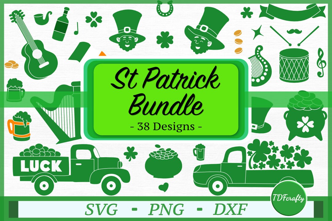 St Patrick's Day Icons Bundle Svg Cut File, Png Illustration, Dxf ...