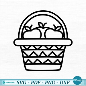 Apple Basket Outline SVG – Fruit Clipart, Food Silhouette (PDF) - Etsy