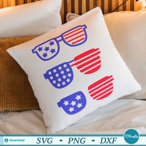 Patriotic Sunglasses With American Flag Design SVG, PNG, DXF for 4th of ...