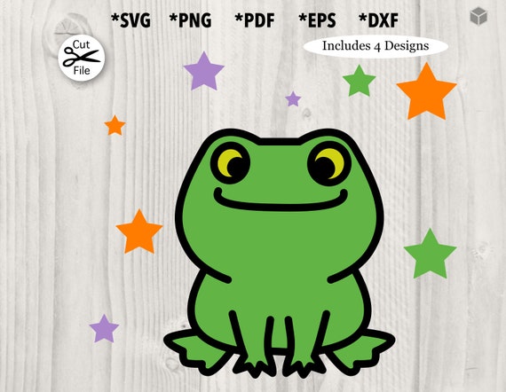 Cute Cartoon Frog Cut File Svg Png Pdf Eps Dxf - Etsy